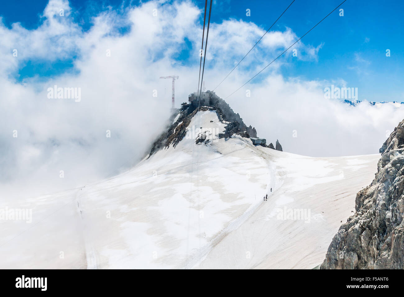 the Pointe Helbronner, on the Mt Blanc mountain range, viewed from ...