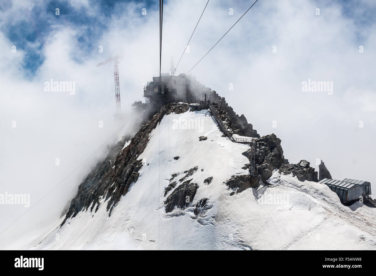 the Pointe Helbronner, on the Mt Blanc mountain range, viewed from ...