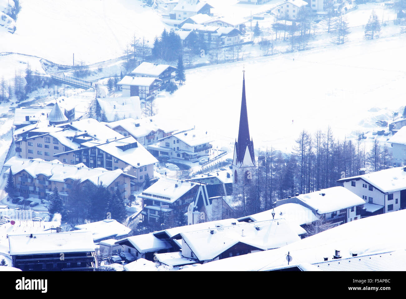 Panoramic view of small ski resort Solden, Austria Stock Photo - Alamy
