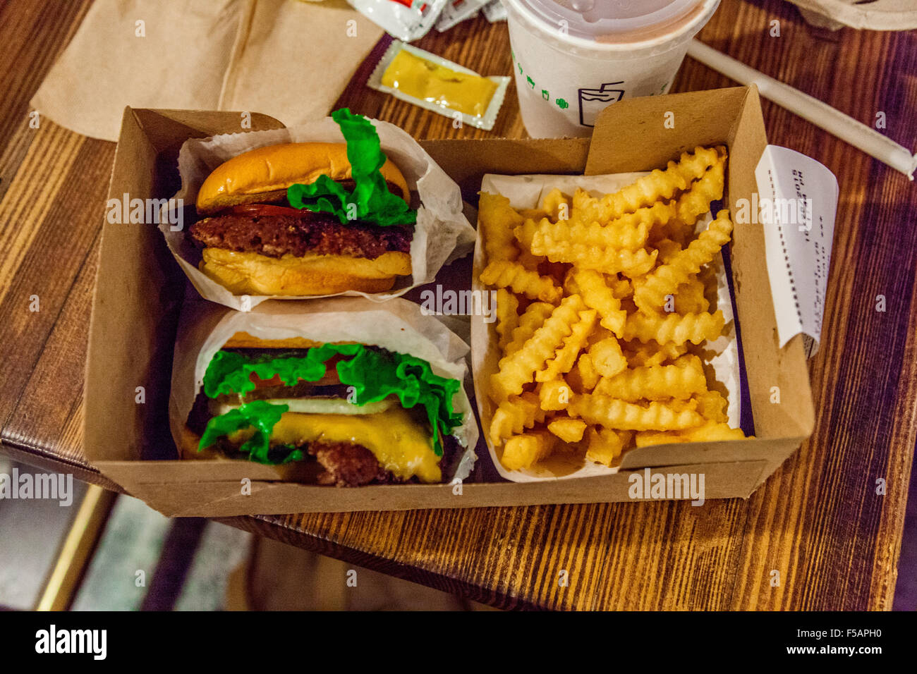 Burgers and fries from shake shack, Grand Central Station, Manhattan ...
