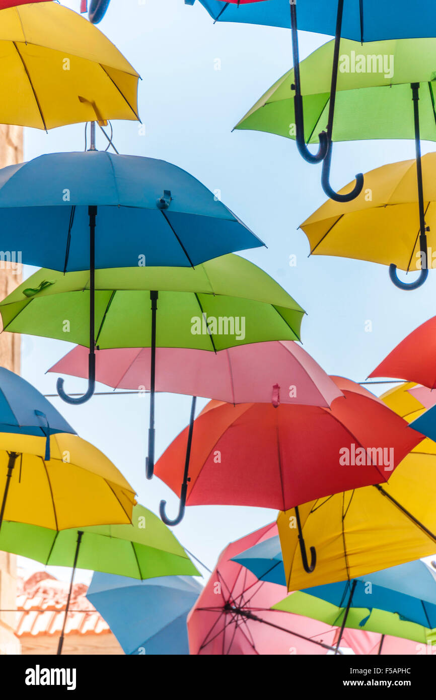Israel. Umbrellas covering Yoel Moshe Solomon st. in downtown Jerusalem ...