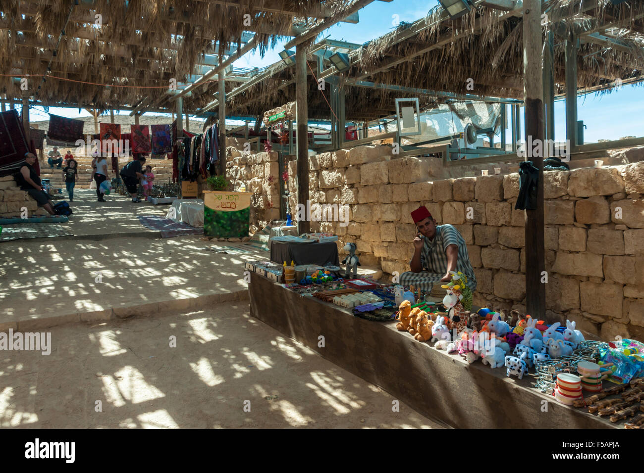 Mamsheet (Mamshit), Israel. Merchants in an art fair in the ruins of ...