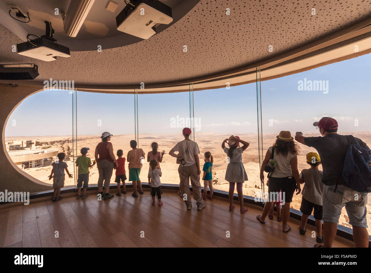 Mitzpe Ramon, Israel. People at the visitor center look at the ...