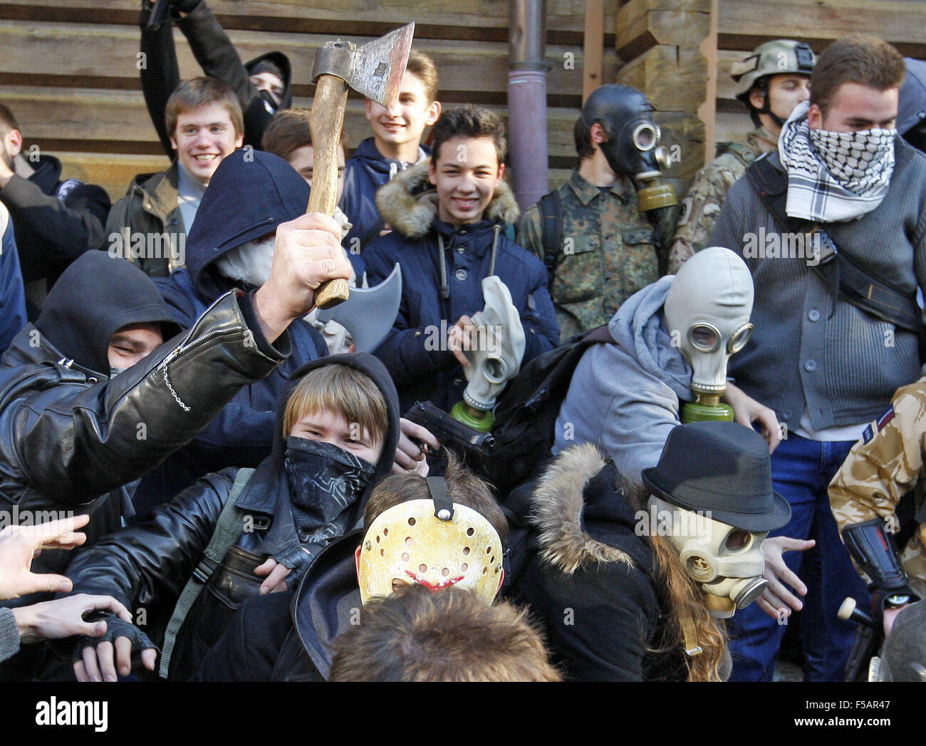 Kiev, Ukraine. 31st Oct, 2015. Ukrainians wearing zombie costumes and ...