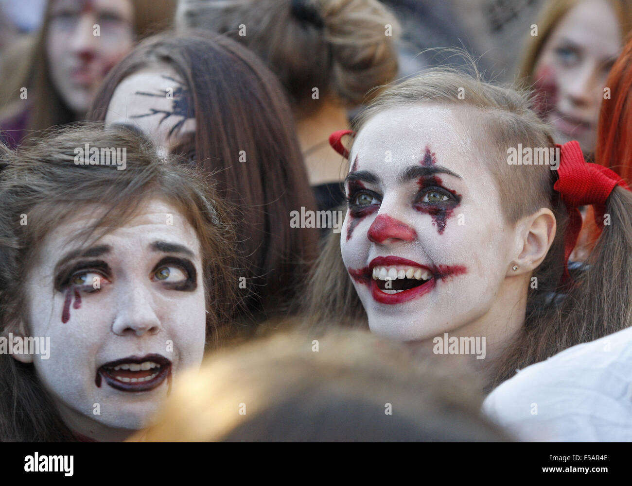 Kiev, Ukraine. 31st Oct, 2015. Ukrainians wearing zombie costumes and ...