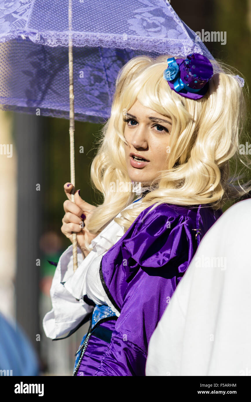 Barcelona, Catalonia, Spain. 31st Oct, 2015. A cosplayer in her costume ...