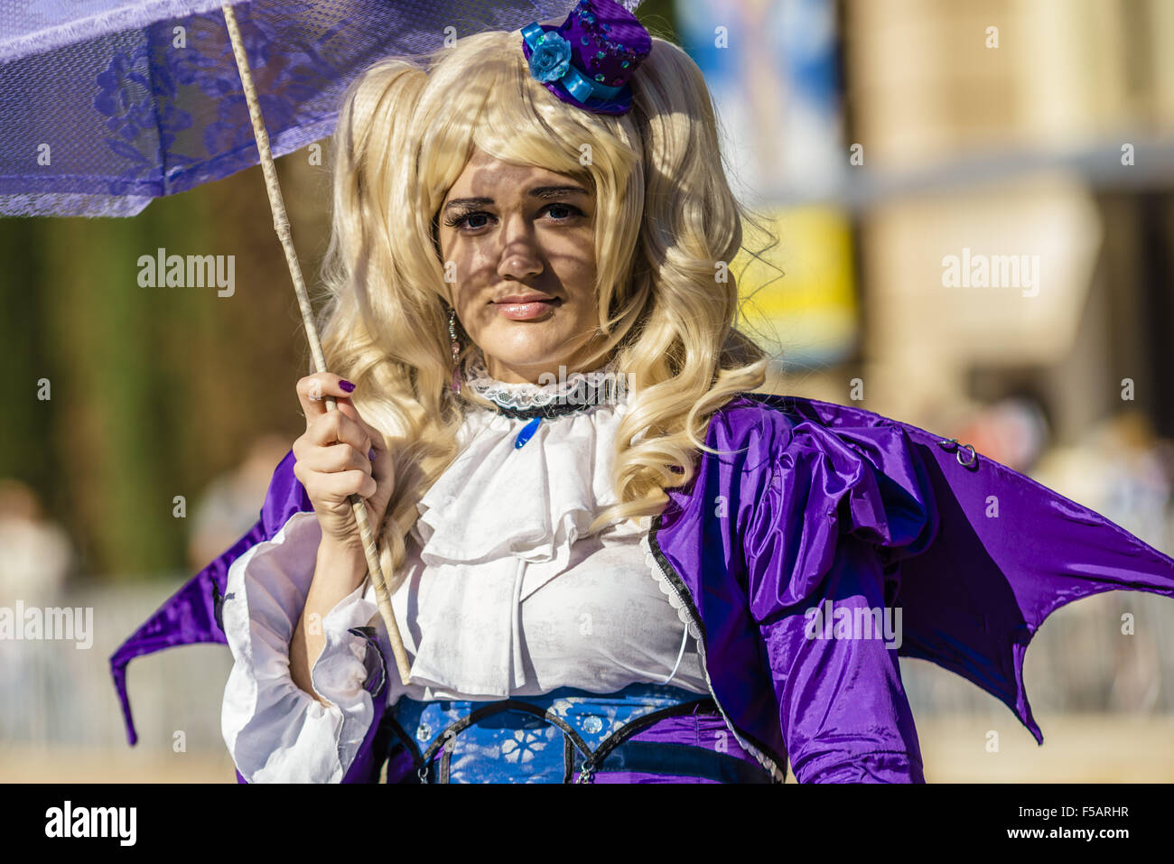 Barcelona, Catalonia, Spain. 31st Oct, 2015. A cosplayer in her costume ...