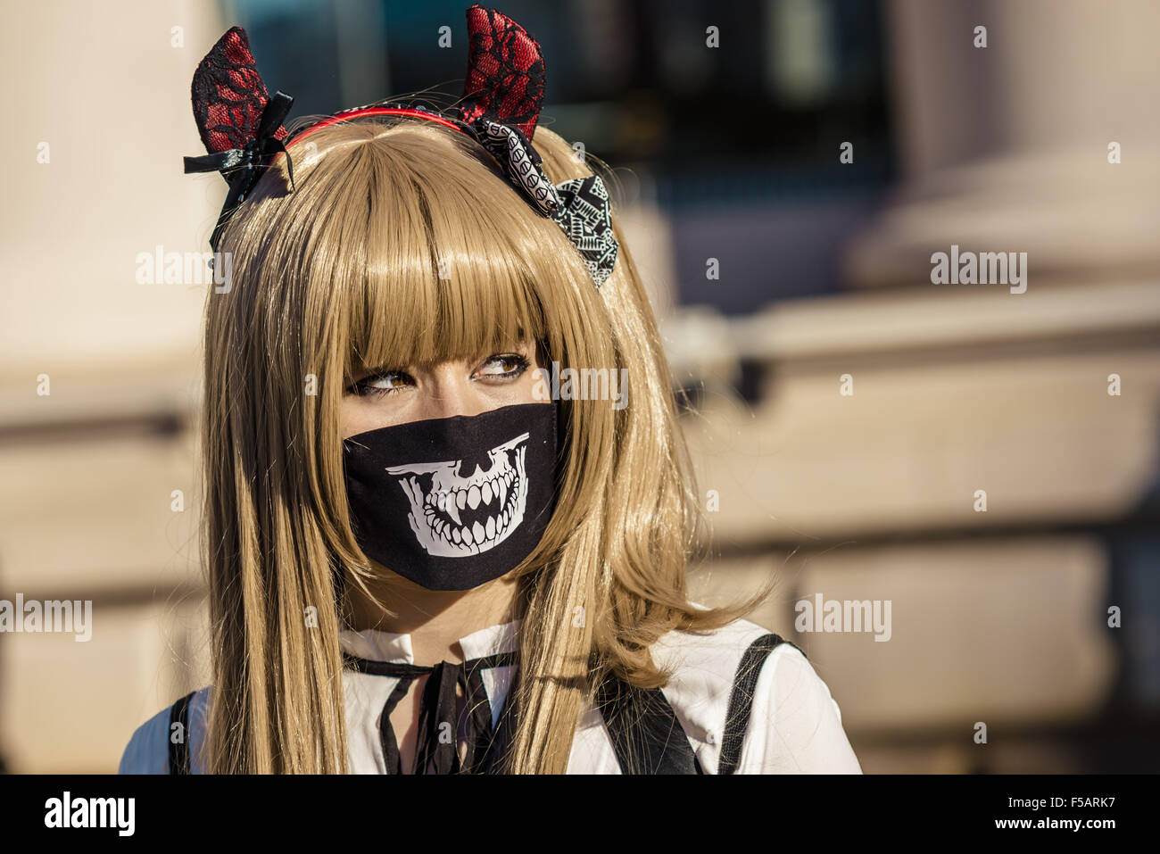 Barcelona, Catalonia, Spain. 31st Oct, 2015. A cosplayer in her costume ...