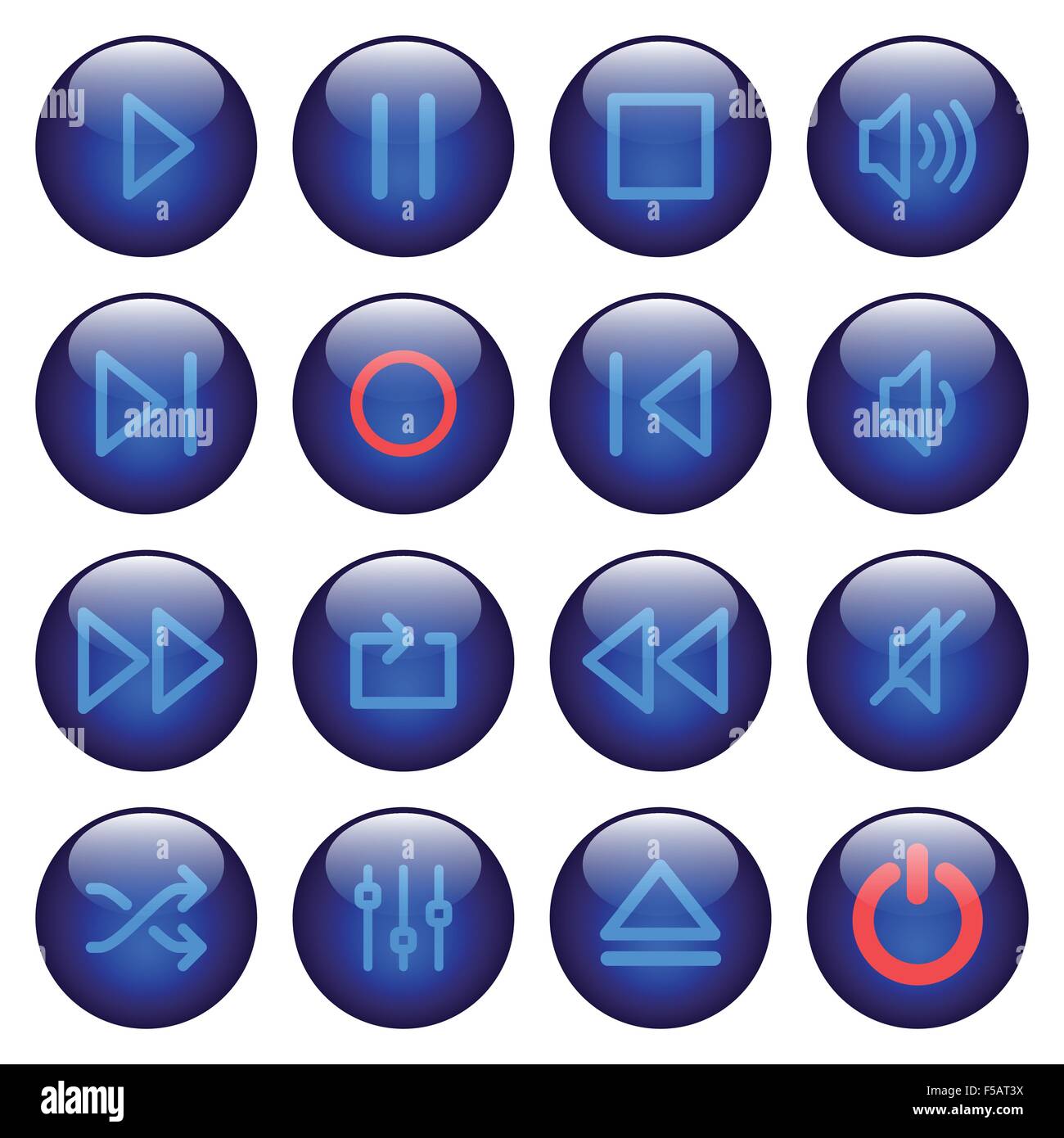Set of blue glossy round media player buttons. Arranged layer structure Stock Vector Image & Art ...