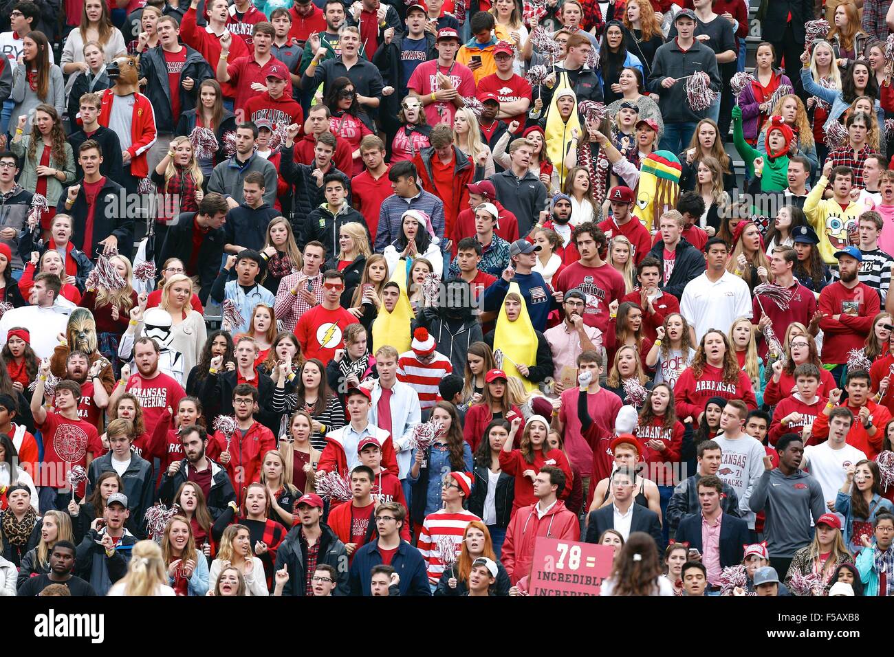 OCT 31, 2015: The student section was full of all types of costumes for ...
