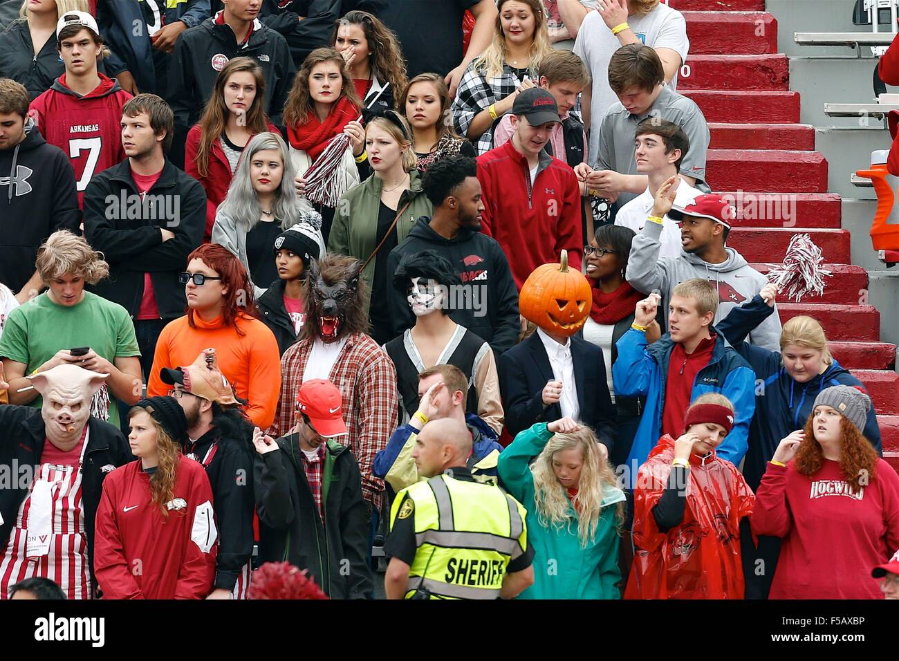 OCT 31, 2015: The student section was full of all types of costumes for ...