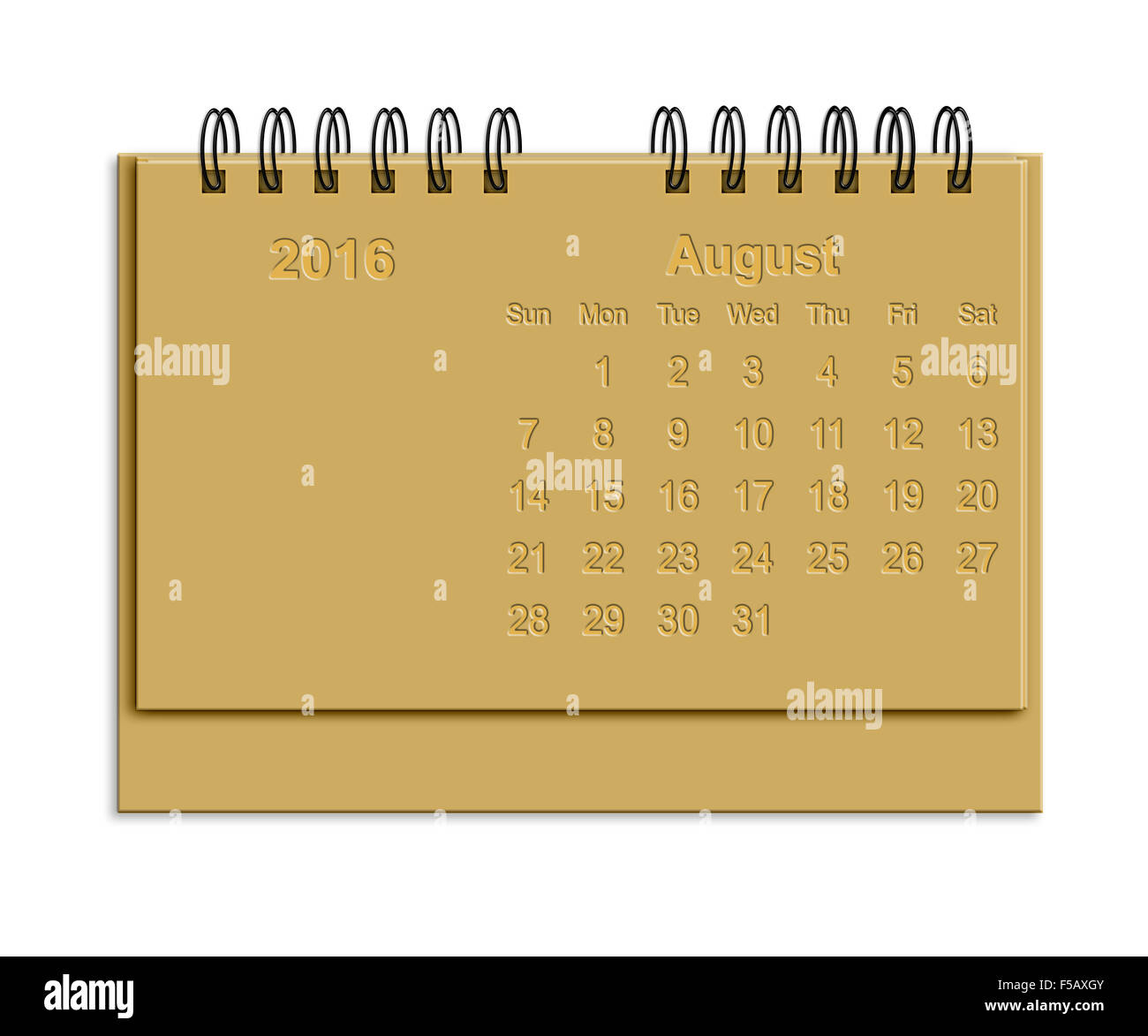 Desktop Calendar - 2016 - August Stock Photo - Alamy