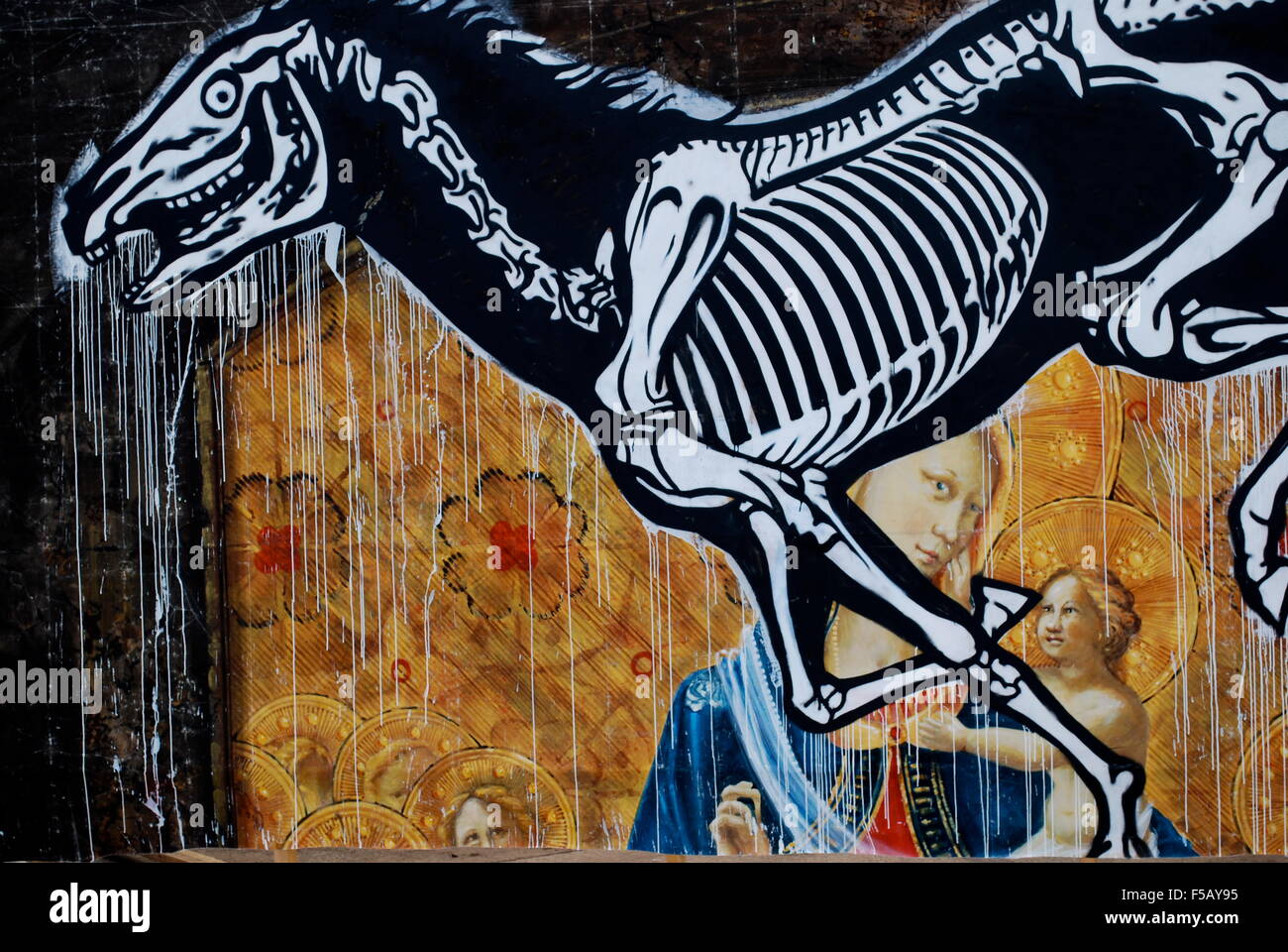 Graffiti of horse skeleton at Outpost, Art from the streets exhibition ...