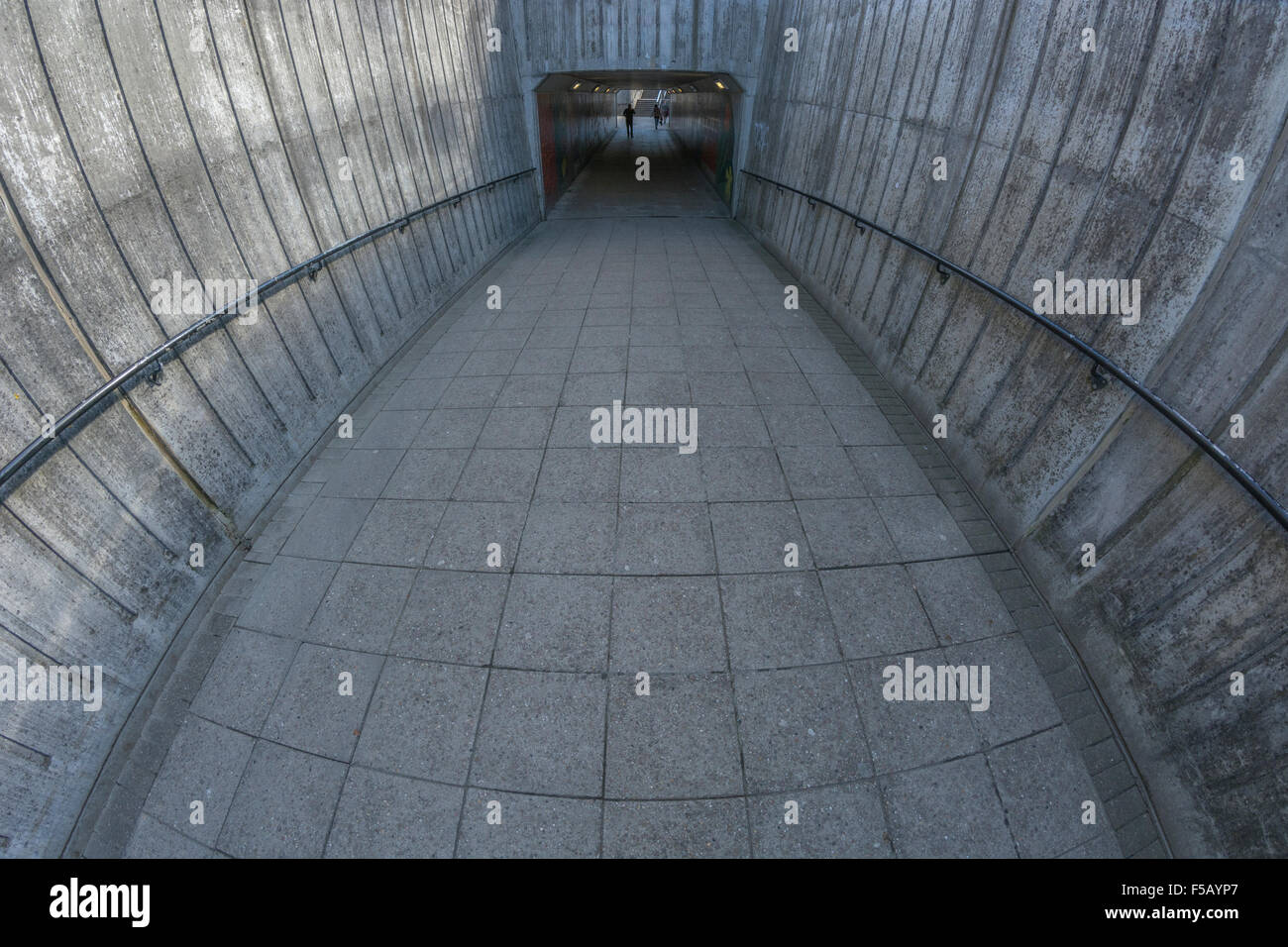 Fisheye view of entrance to pedestrian underpass / tunnel, Truro ...