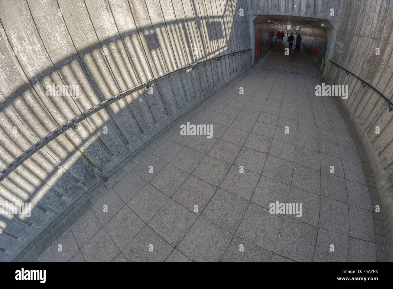 Fisheye view of entrance to pedestrian underpass / tunnel, Truro ...