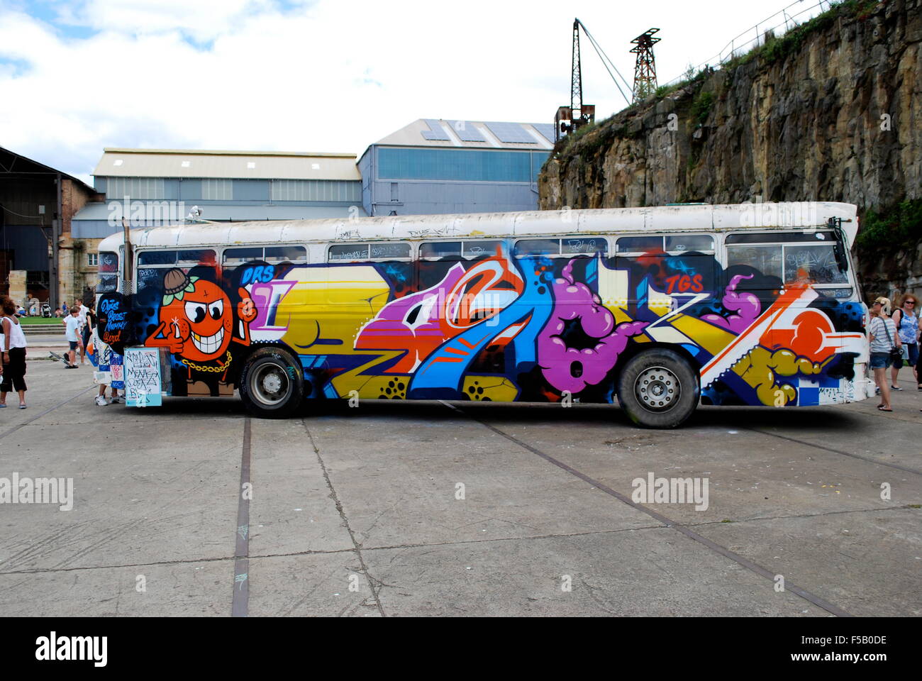 Graffiti on bus at Outpost, Art from the streets exhibition on Cockatoo ...