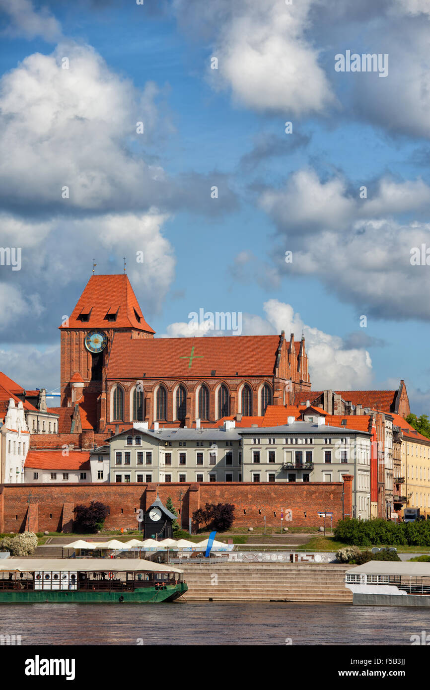 City of Torun in Poland, medieval Old Town by Vistula river with ...