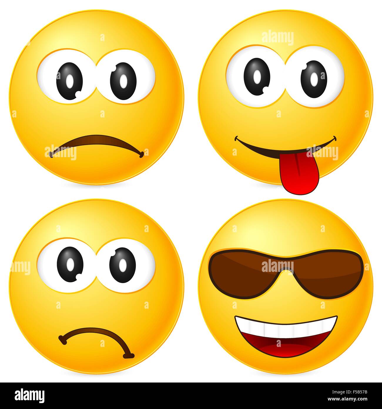 Four emoticons isolated on white background. Vector illustration Stock ...