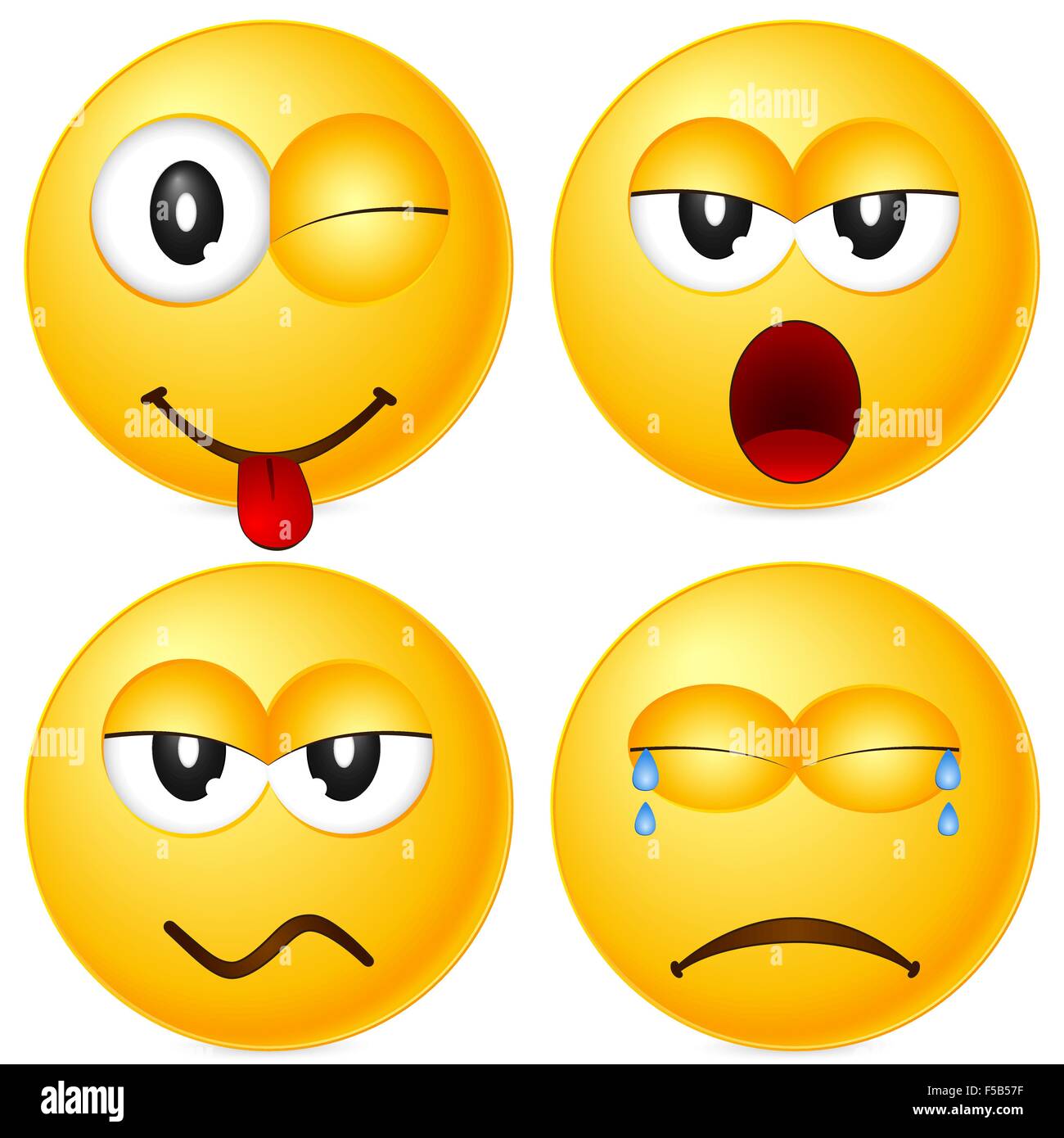 Four emoticons isolated on white background. Vector illustration Stock ...