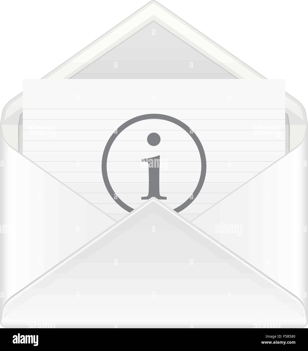 Open envelope containing information symbol on a white background ...