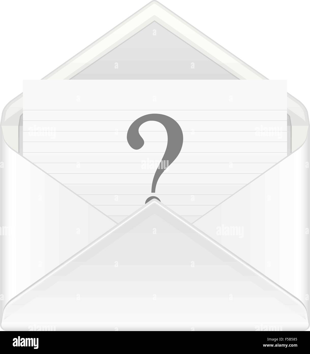 Open envelope containing question symbol on a white background. Vector ...