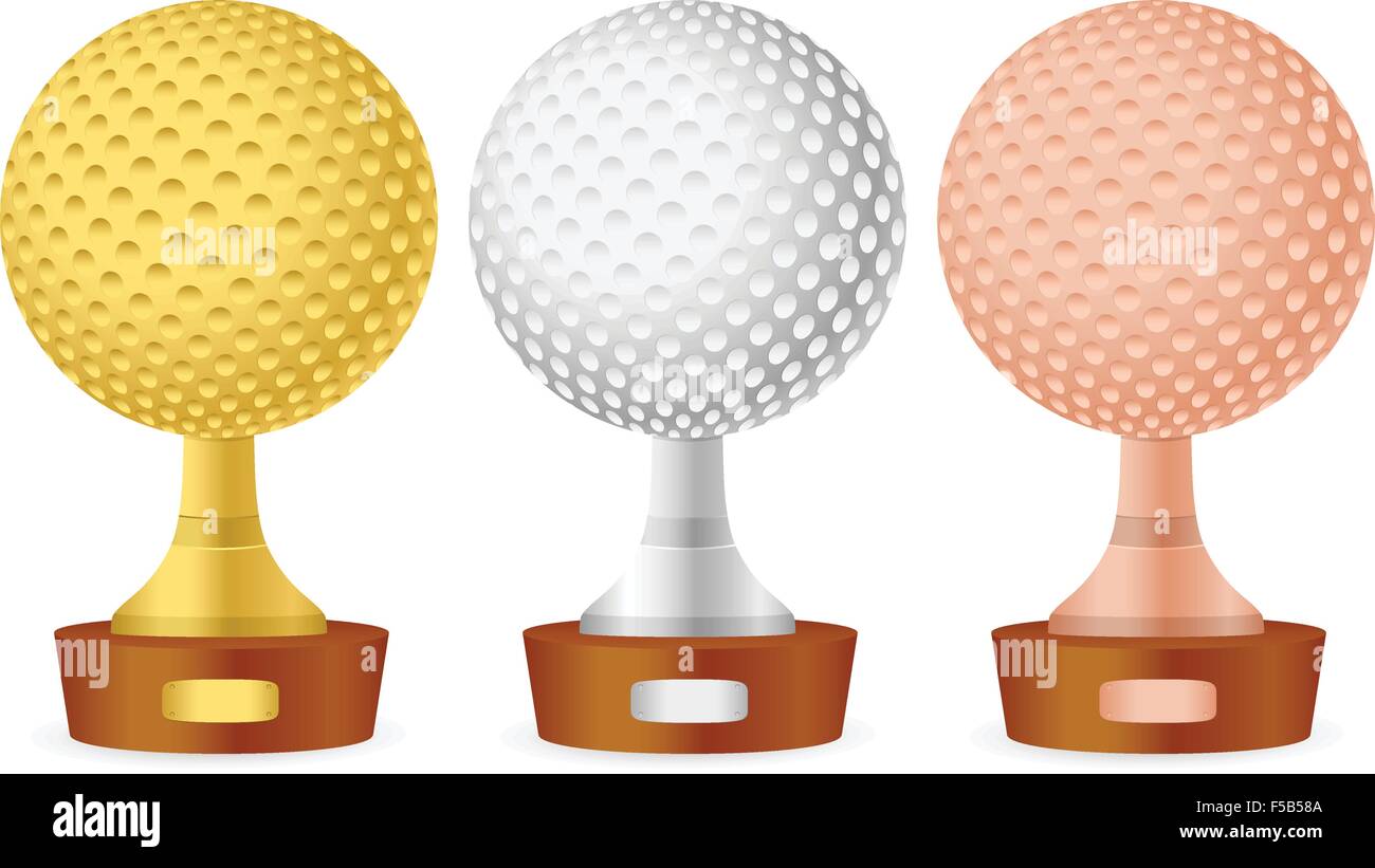Golf trophy set on white background. Vector illustration Stock Vector ...