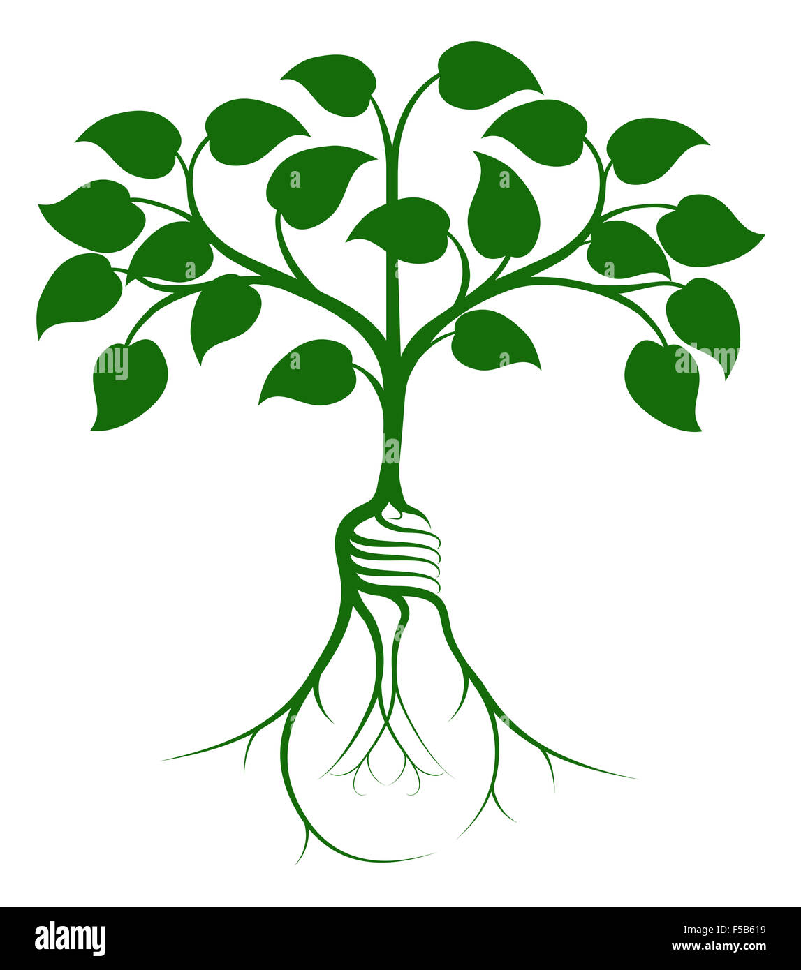 Tree growing from light bulb shaped roots. The growth of an idea Stock ...