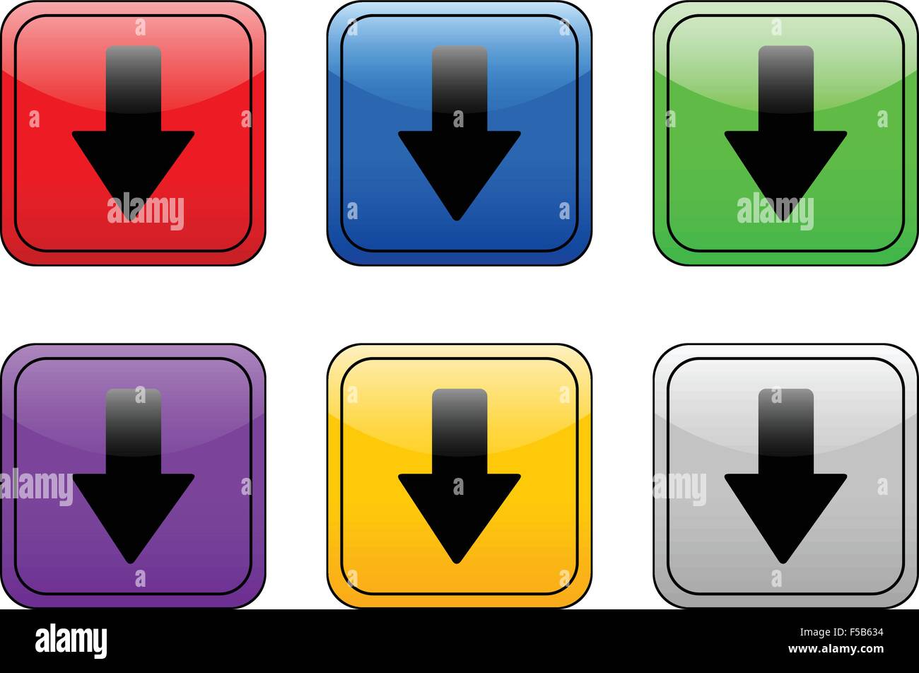 Arrow down color web icon on a white background. Vector illustration ...