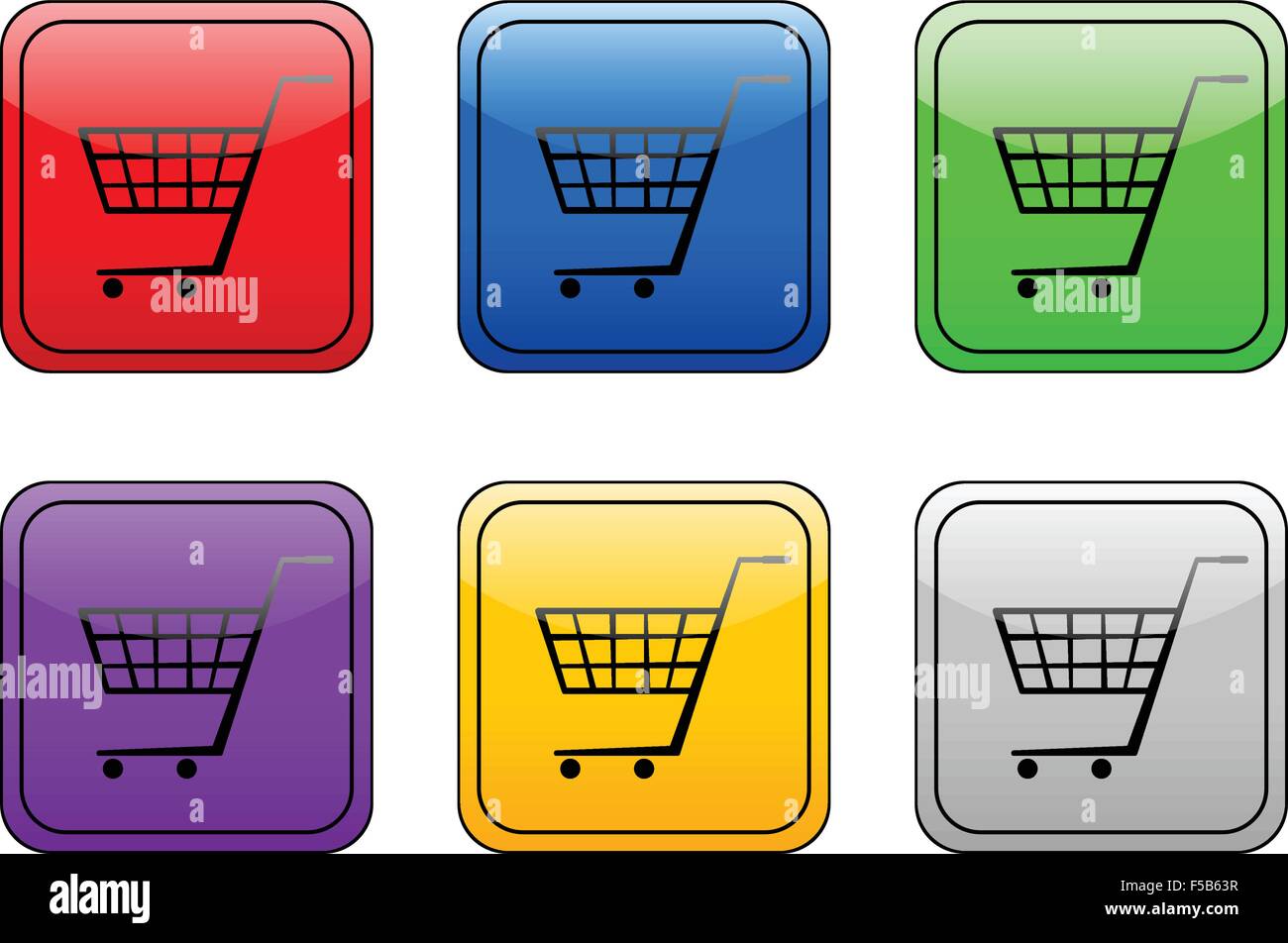 Shopping cart color web icon on a white background. Vector illustration ...