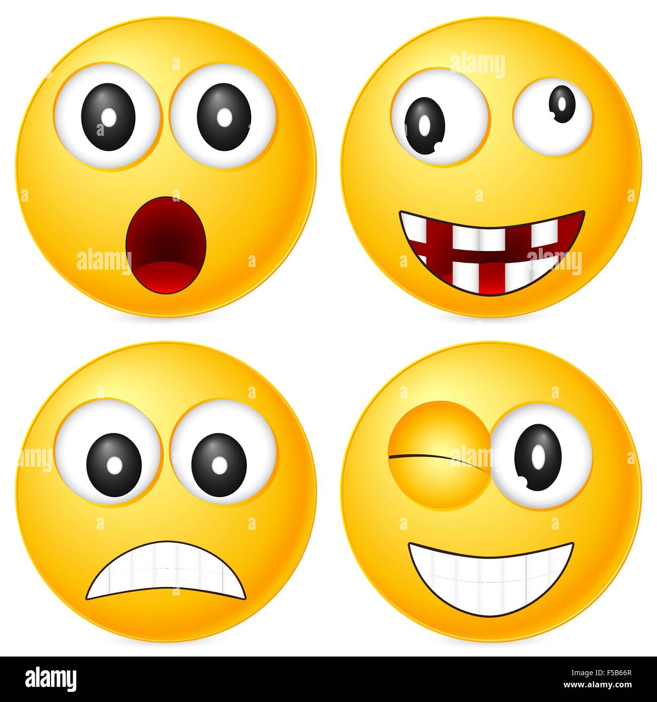 Four emoticons isolated on white background. Vector illustration Stock ...