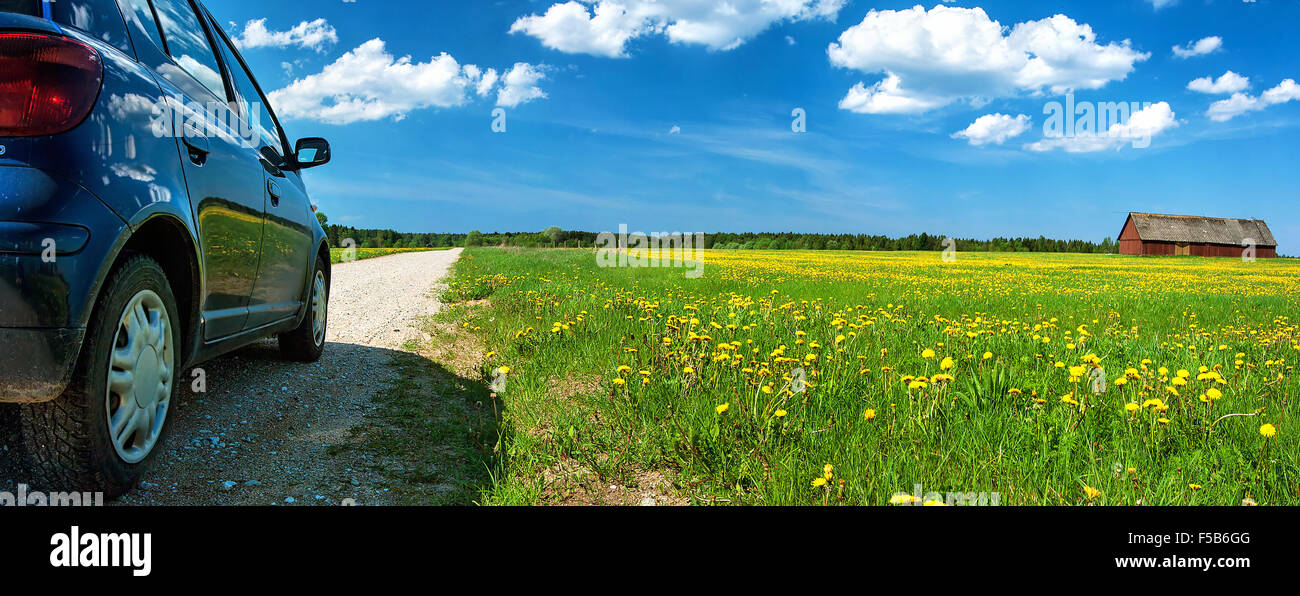 Car on country road Stock Photo - Alamy