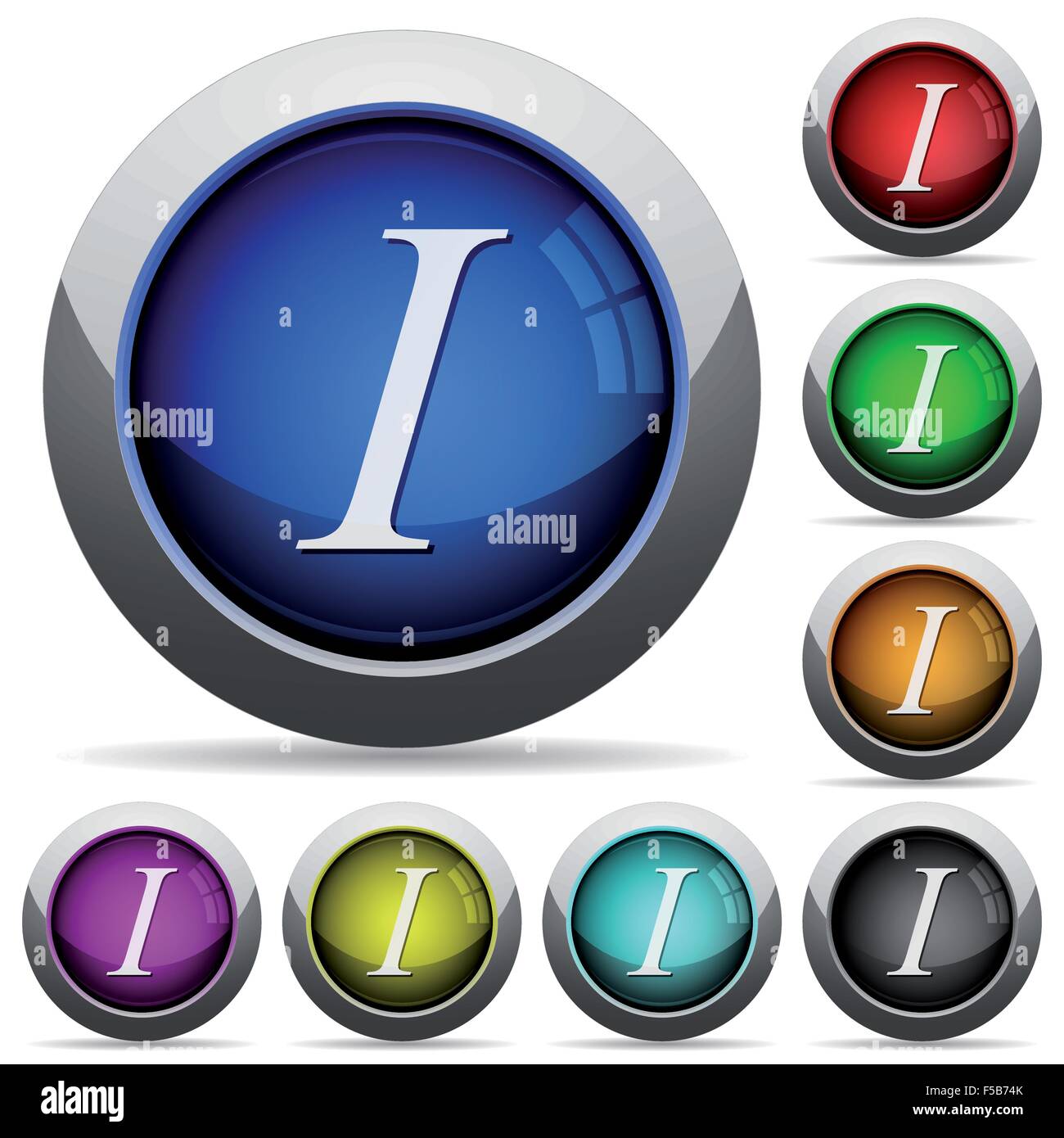 Set of round glossy italic font buttons. Arranged layer structure Stock ...