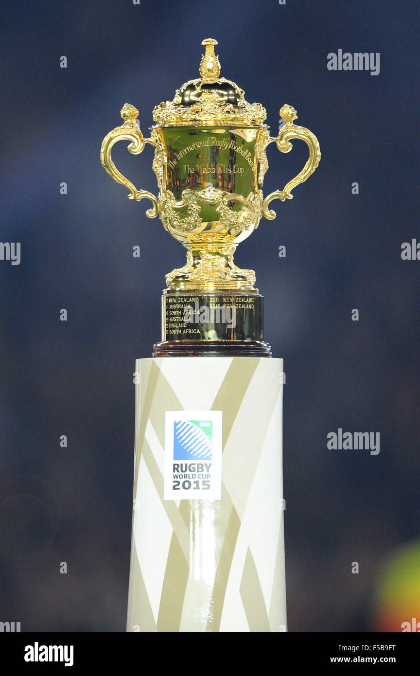 31 October 2015: The Webb Ellis trophy on display at the end of the ...
