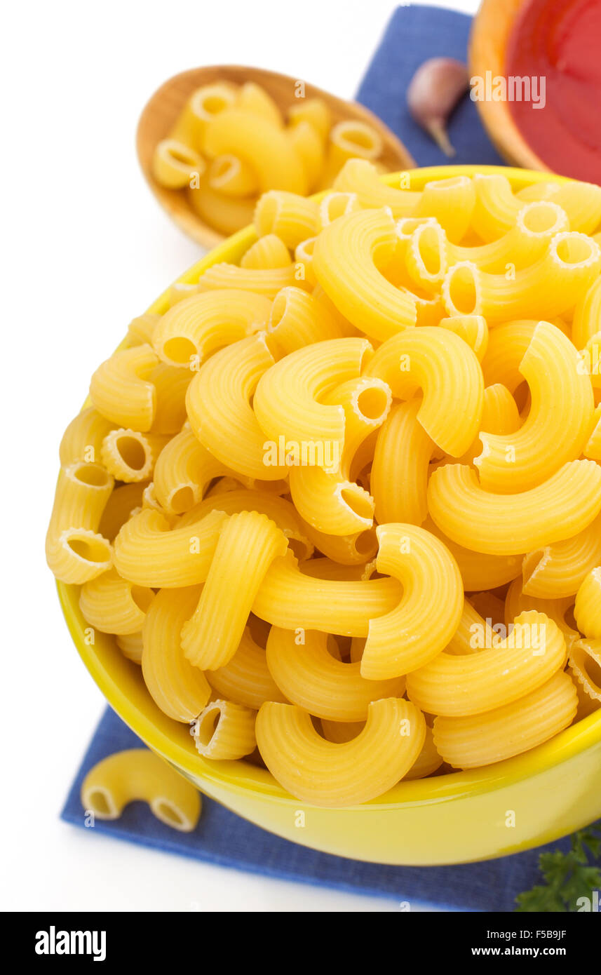 pasta in plate isolated on white background Stock Photo - Alamy