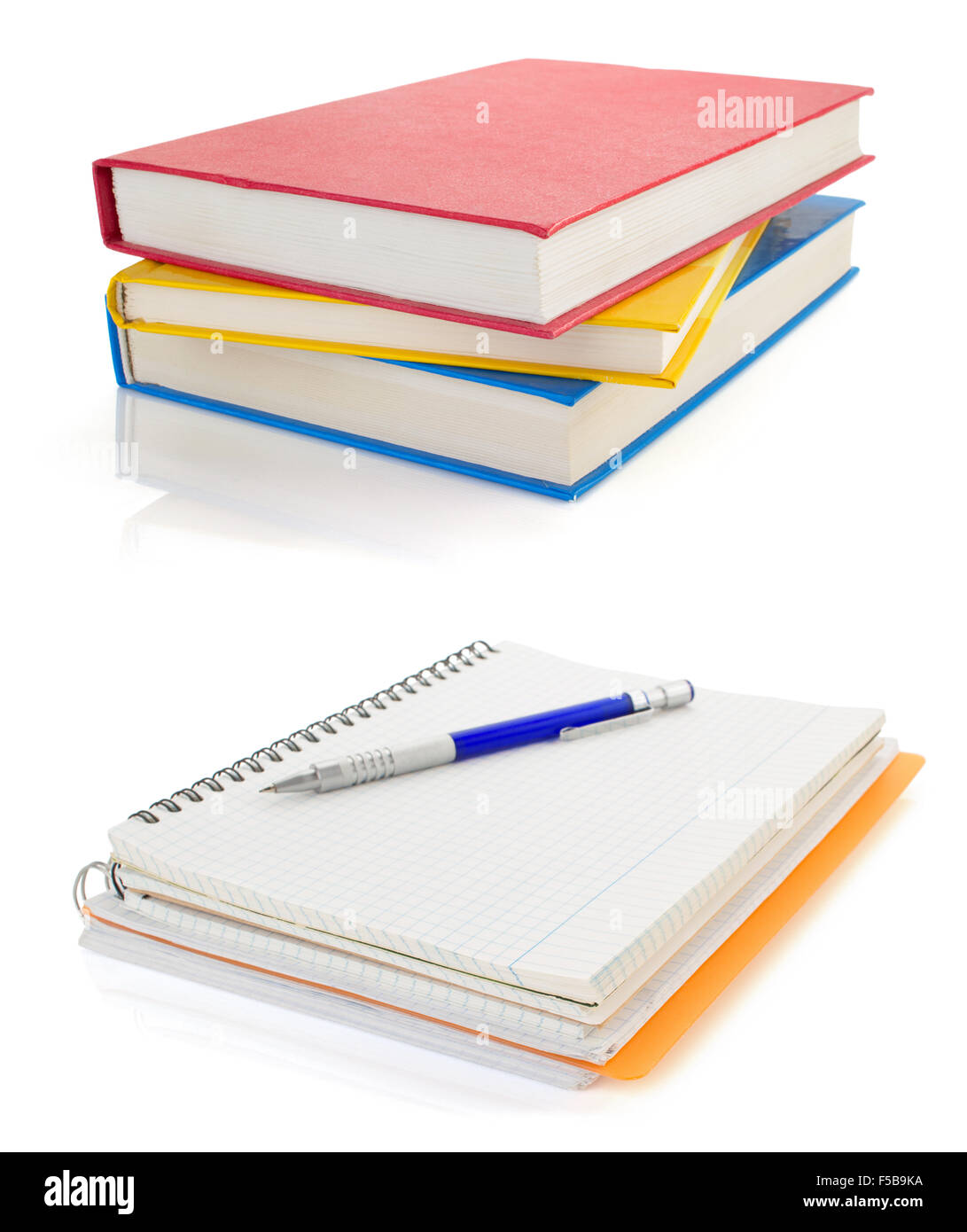 notebook and pencil isolated on white background Stock Photo - Alamy