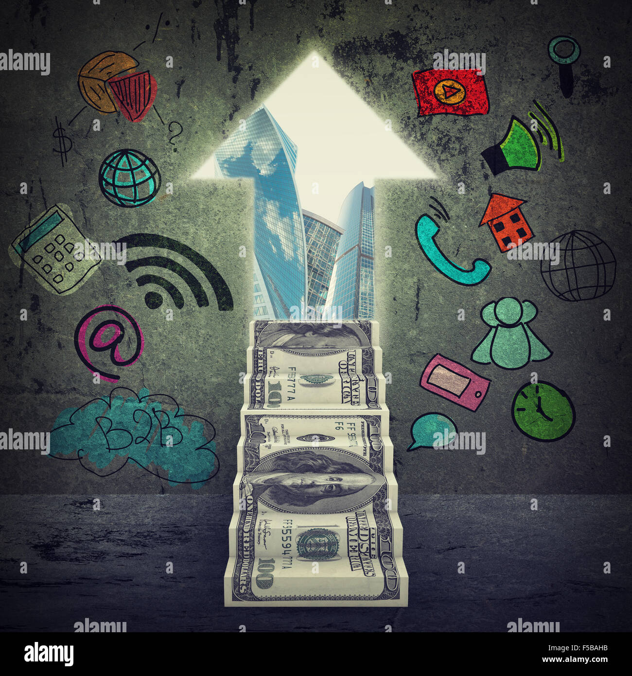 Abstract background with money stairs Stock Photo - Alamy