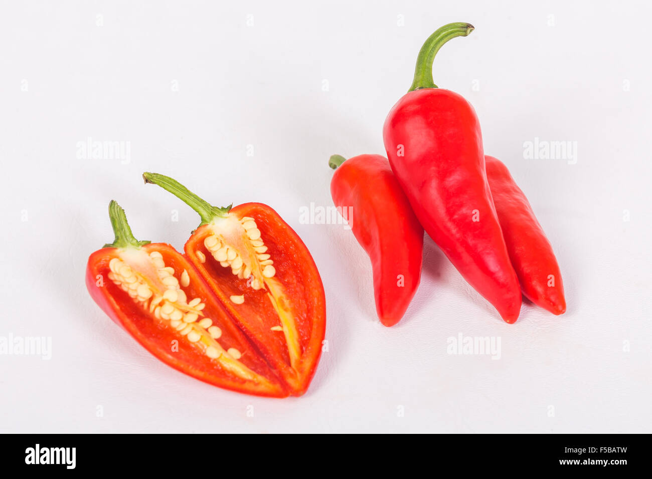 Group of pepper on white background, Outside and inside view Stock ...