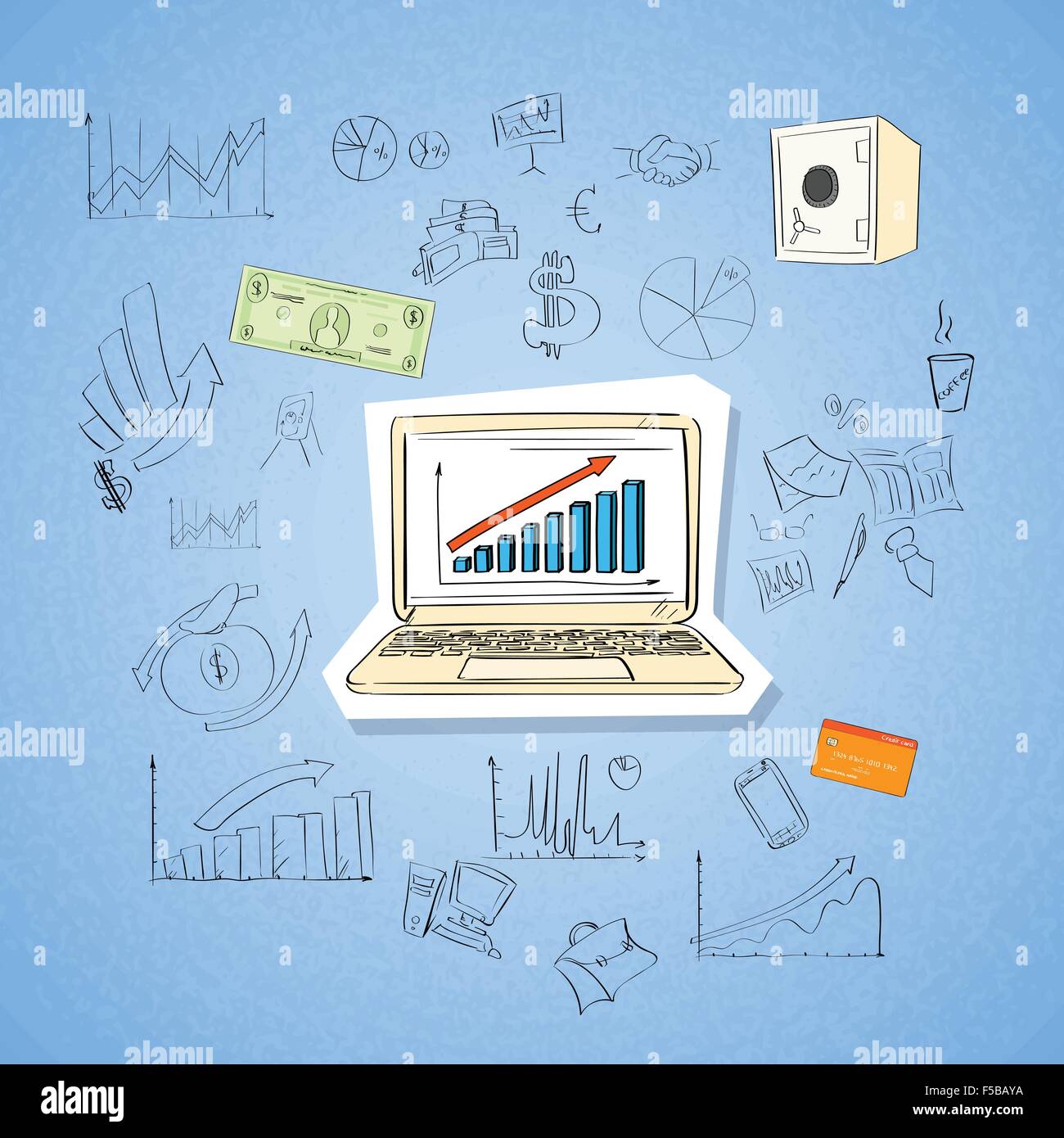 Laptop Finance Chart Business Concept Doodle Stock Vector Image & Art ...