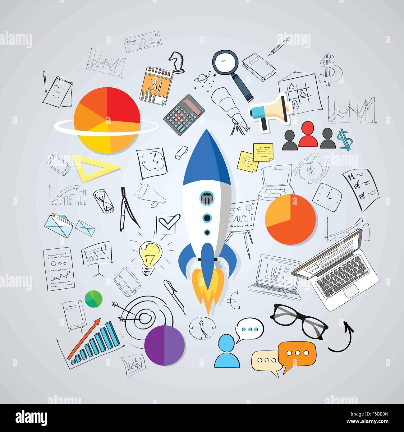 Launch startup icon doodle Stock Vector Images - Alamy