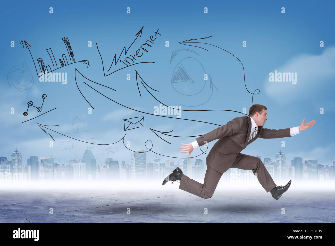 Businessman running fast Stock Photo - Alamy