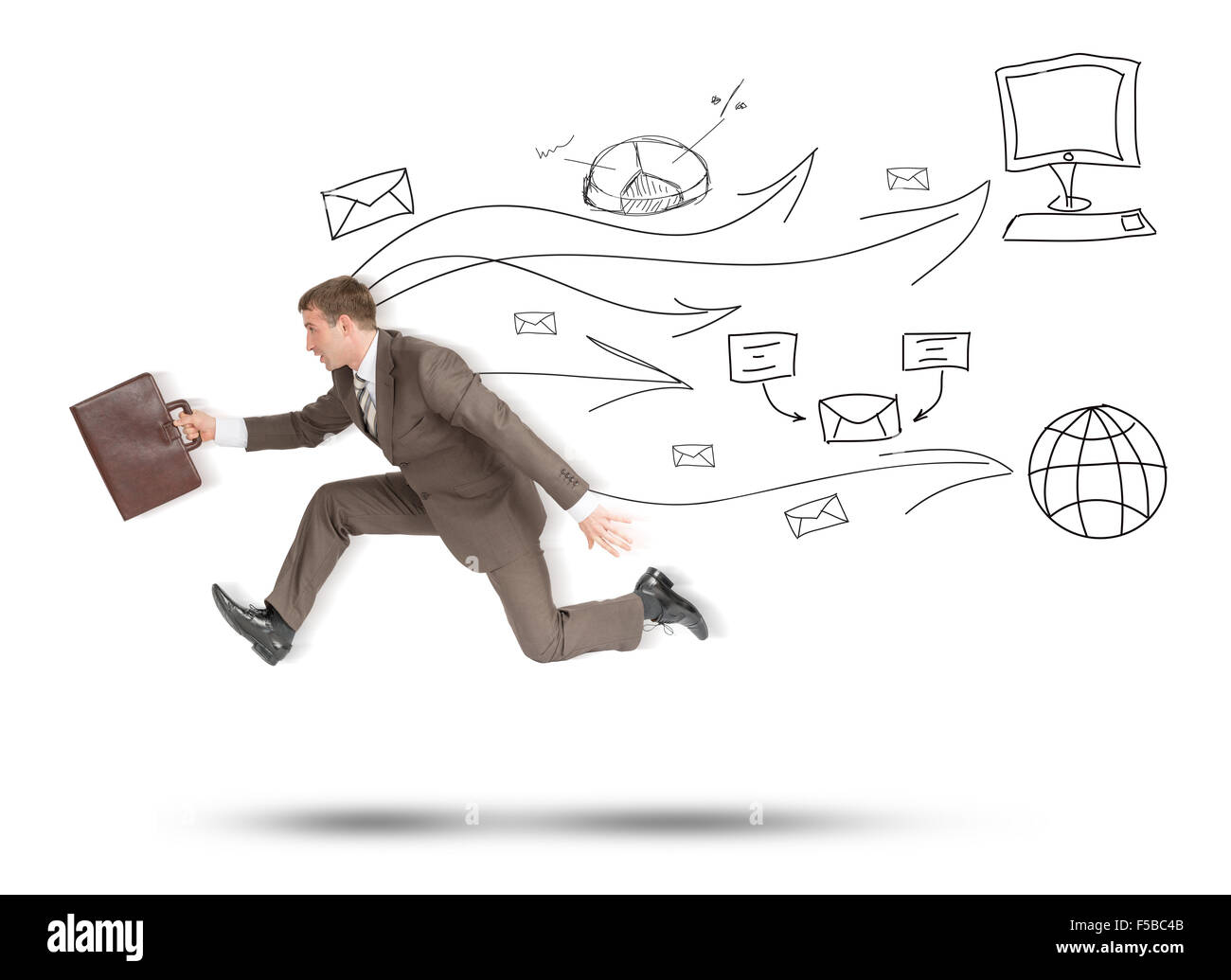 Man running with suitcase on white Stock Photo - Alamy