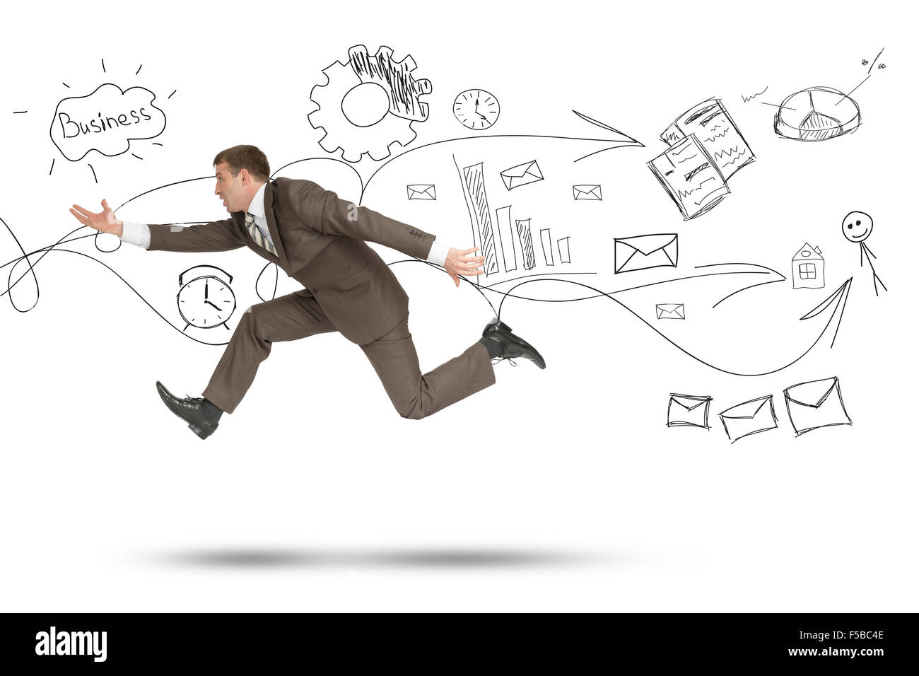 Man running fast with empty hand on white Stock Photo - Alamy