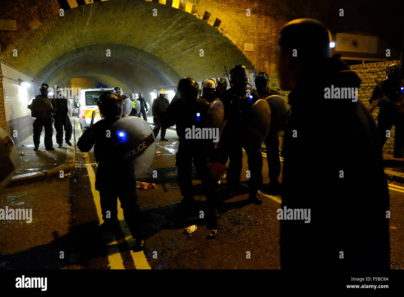 Riot police block access to rave in South London Stock Photo - Alamy