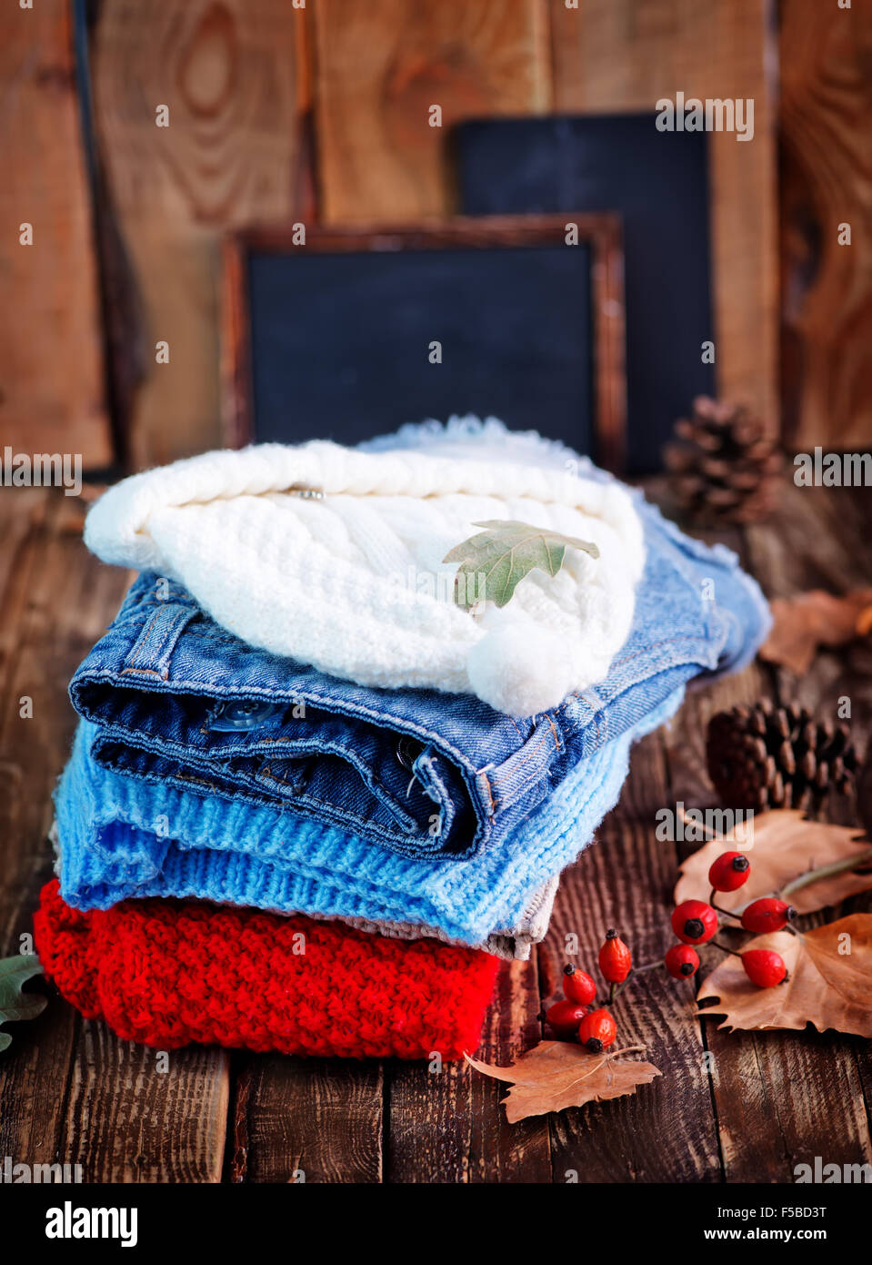 baby clothes on a table, autumn baby clothes Stock Photo - Alamy
