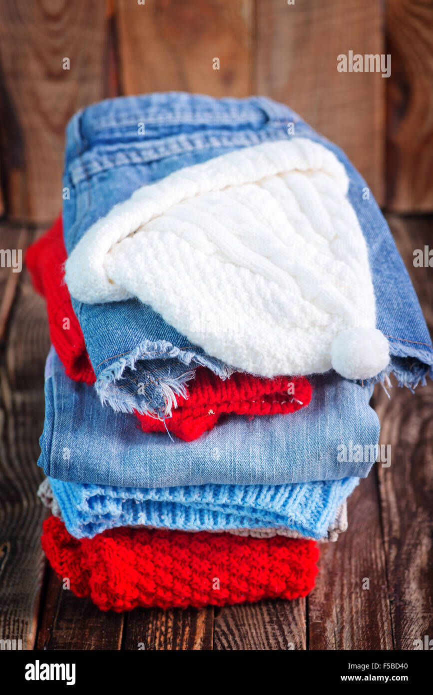 baby clothes on a table, autumn baby clothes Stock Photo - Alamy