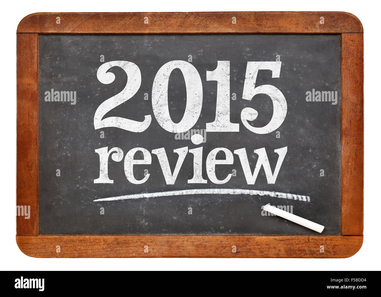 2015 review - year summary concept on a vintage slate blackboard Stock ...