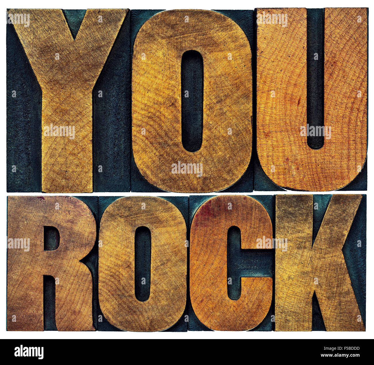 you rock word abstract - isolated text in grunge letterpress wood type ...