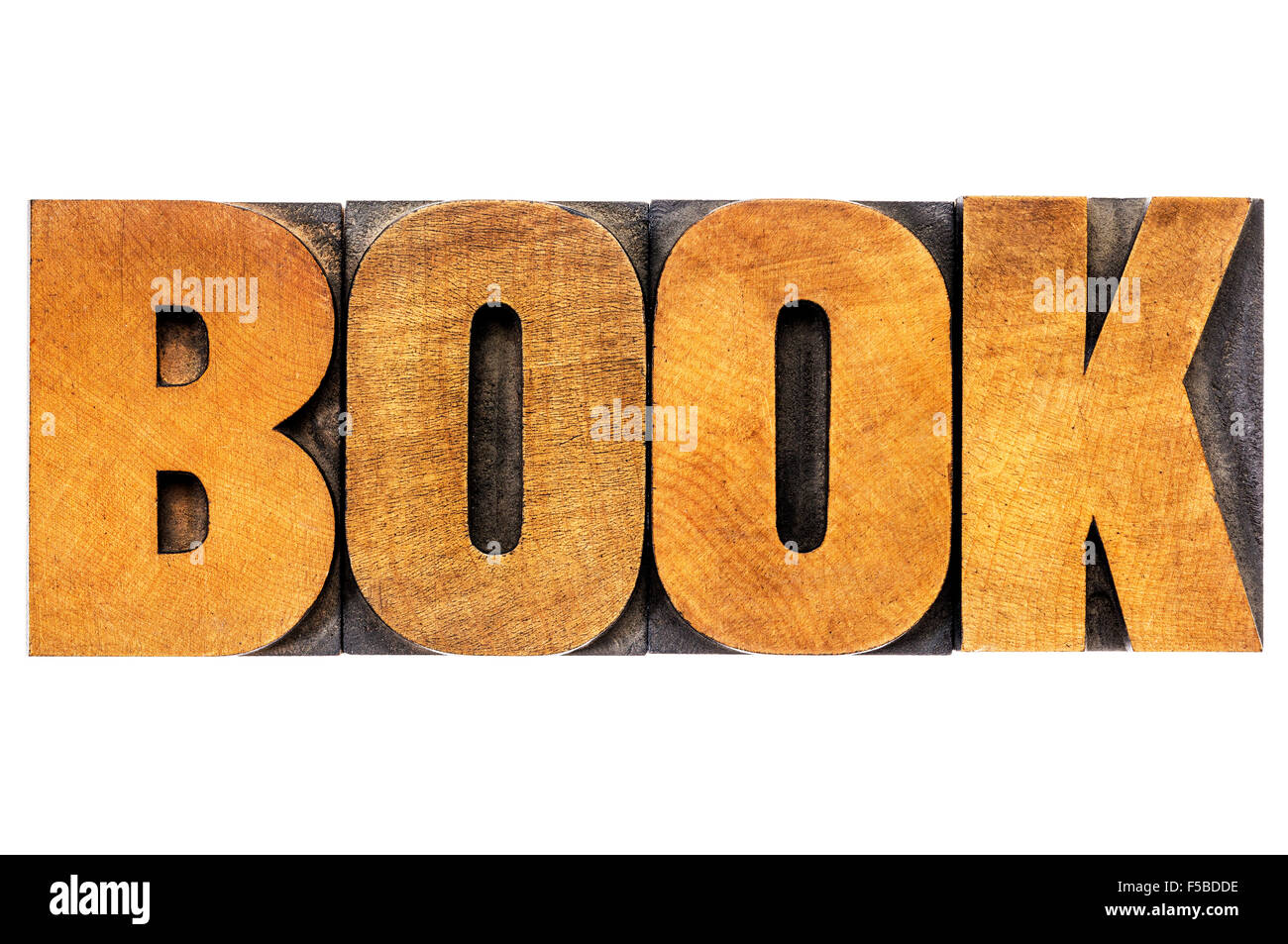 book word - isolated text in vintage letterpress printing blocks Stock ...