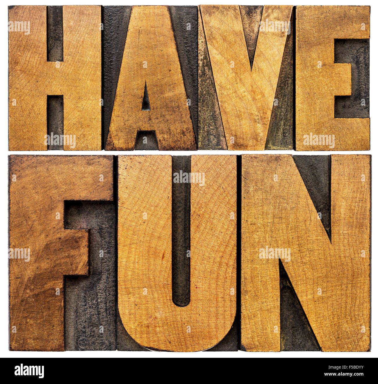 have fun word abstract - isolated text in vintage letterpress wood type ...