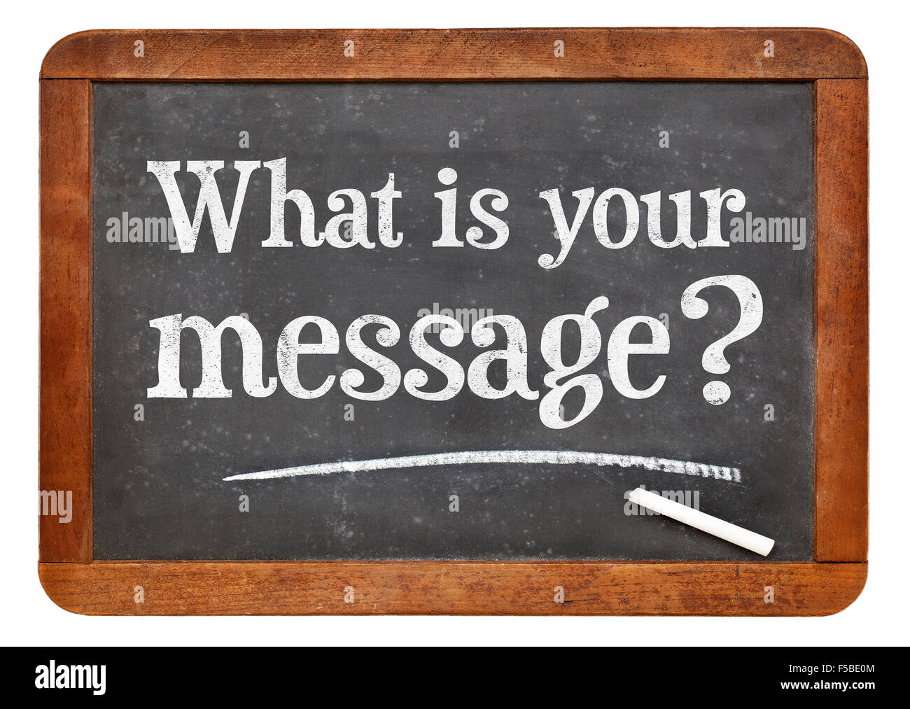 What is your message? A question on a vintage slate blackboard Stock ...
